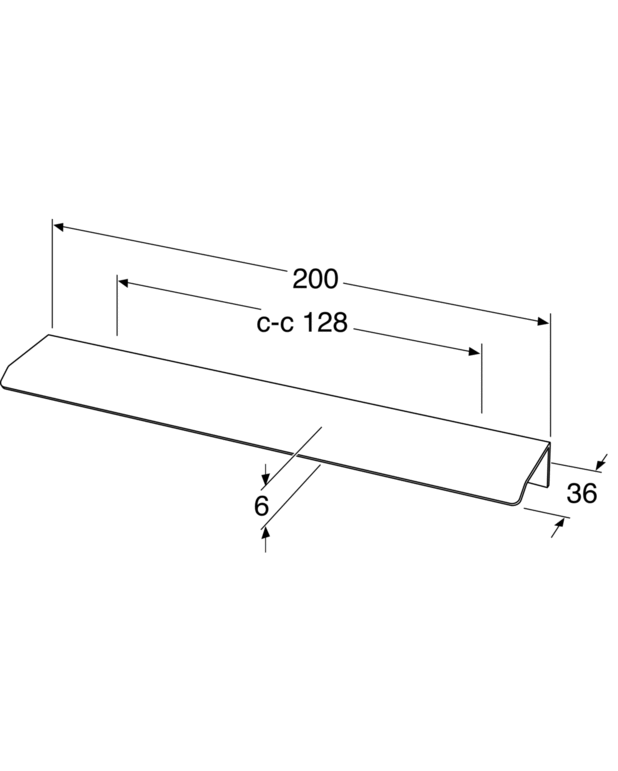 Handtag till badrumsskåp - H5 Vit, c-c 128 mm - Gustavsberg