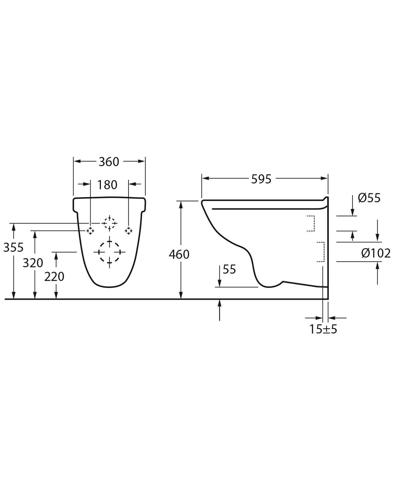 Inva WC-pott seinakinnitusega 4G95 - kõrgendatud mudel Ilma prill ...