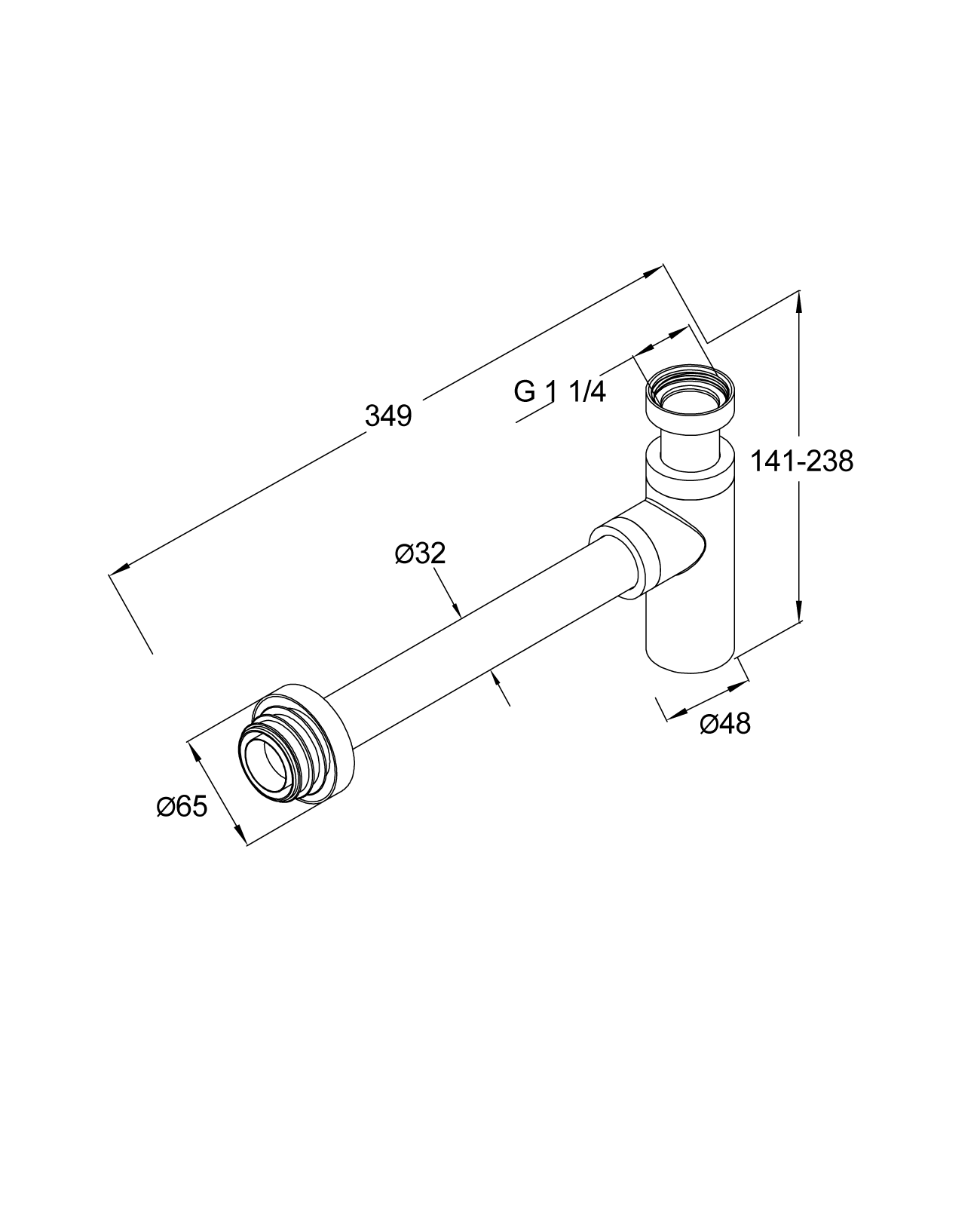 Water trap Round, wall connection Matte black - Gustavsberg