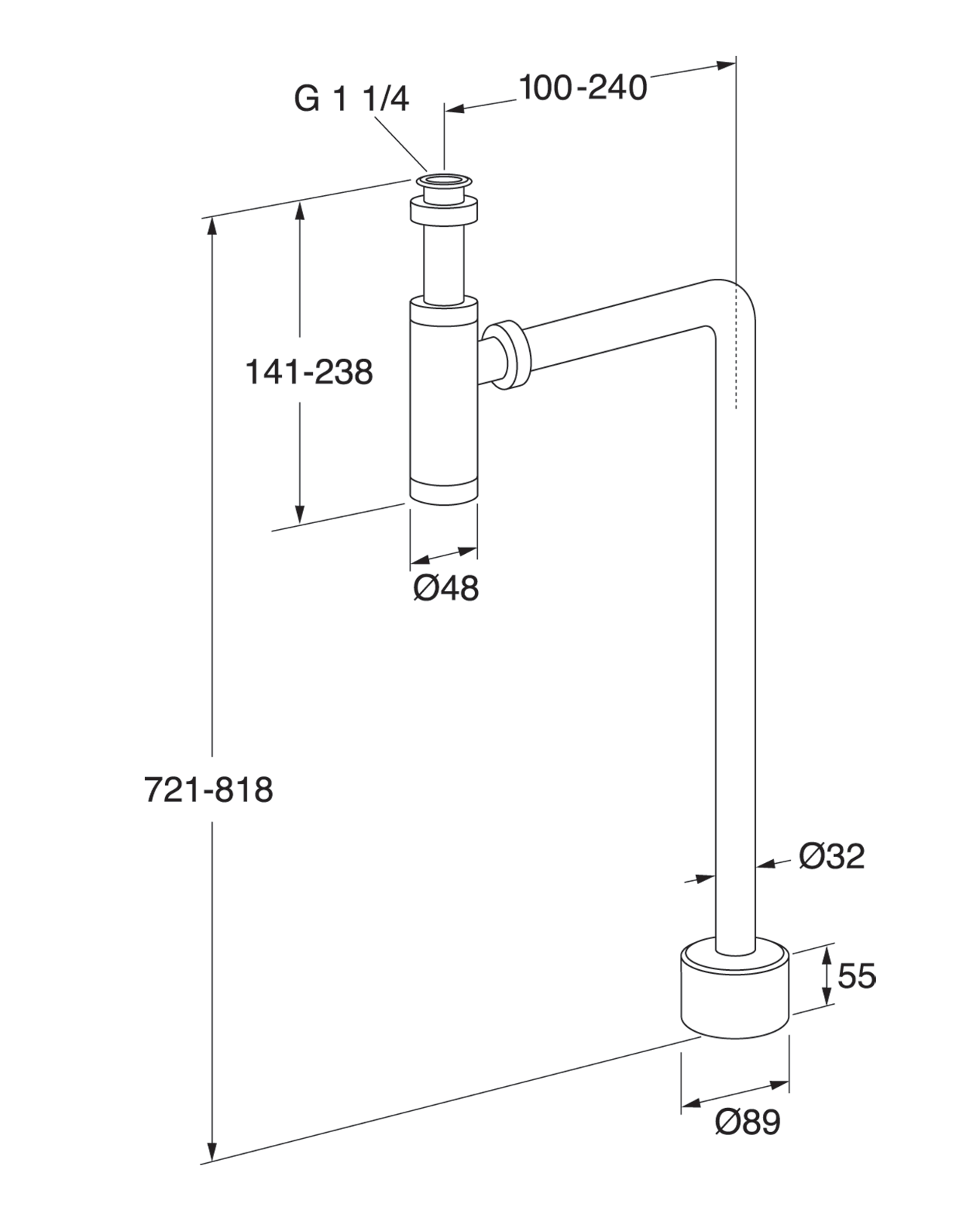 Water trap Round, floor connection Brushed brass - Gustavsberg