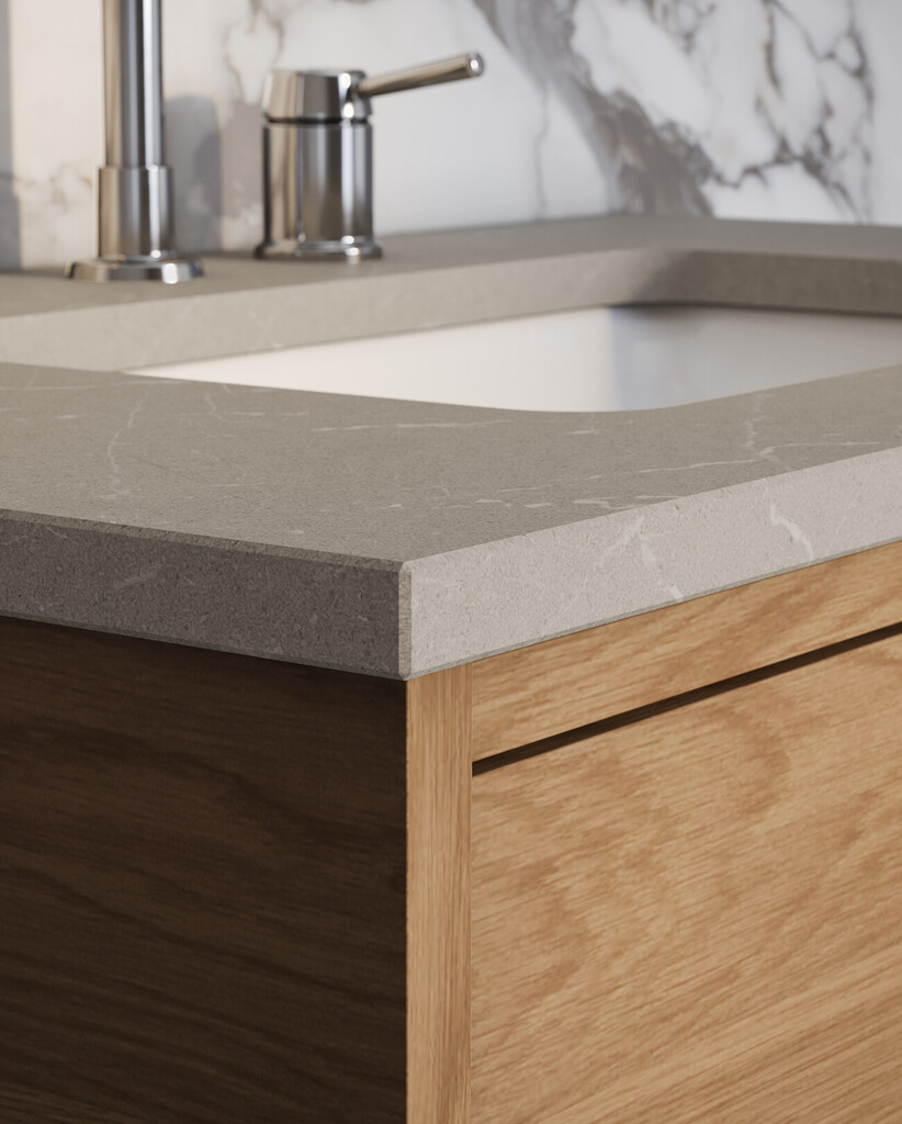 Ducentic stone worktop 100cm Polar Grey, 1 basin, for 1 single hole tap ...